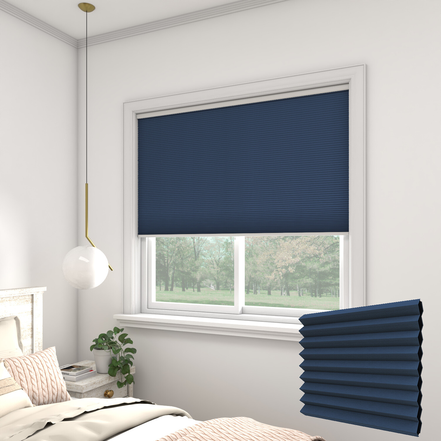 PRIMITIVO BLACKOUT NAVY Electric Thermal Honeycomb Blinds Newblinds